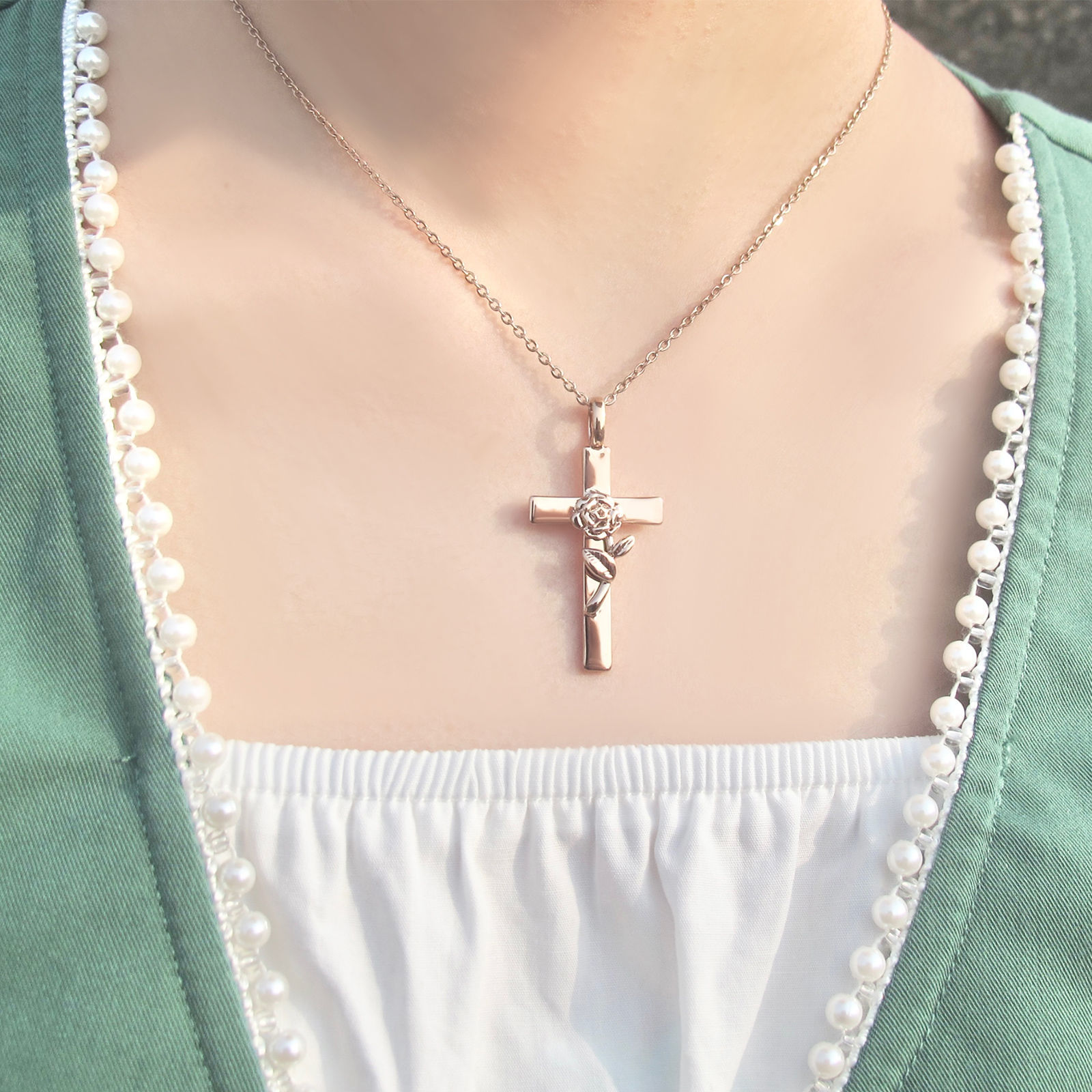 JM eShop 精選禮品網. Rose of Sharon Cross Necklace (Bronze)